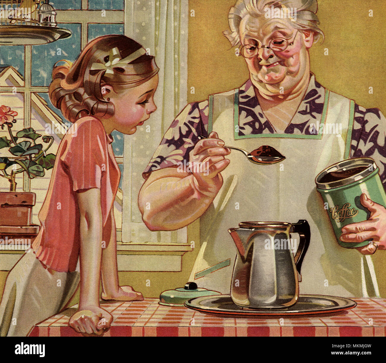 Grandma Makes Coffee Stock Photo - Alamy