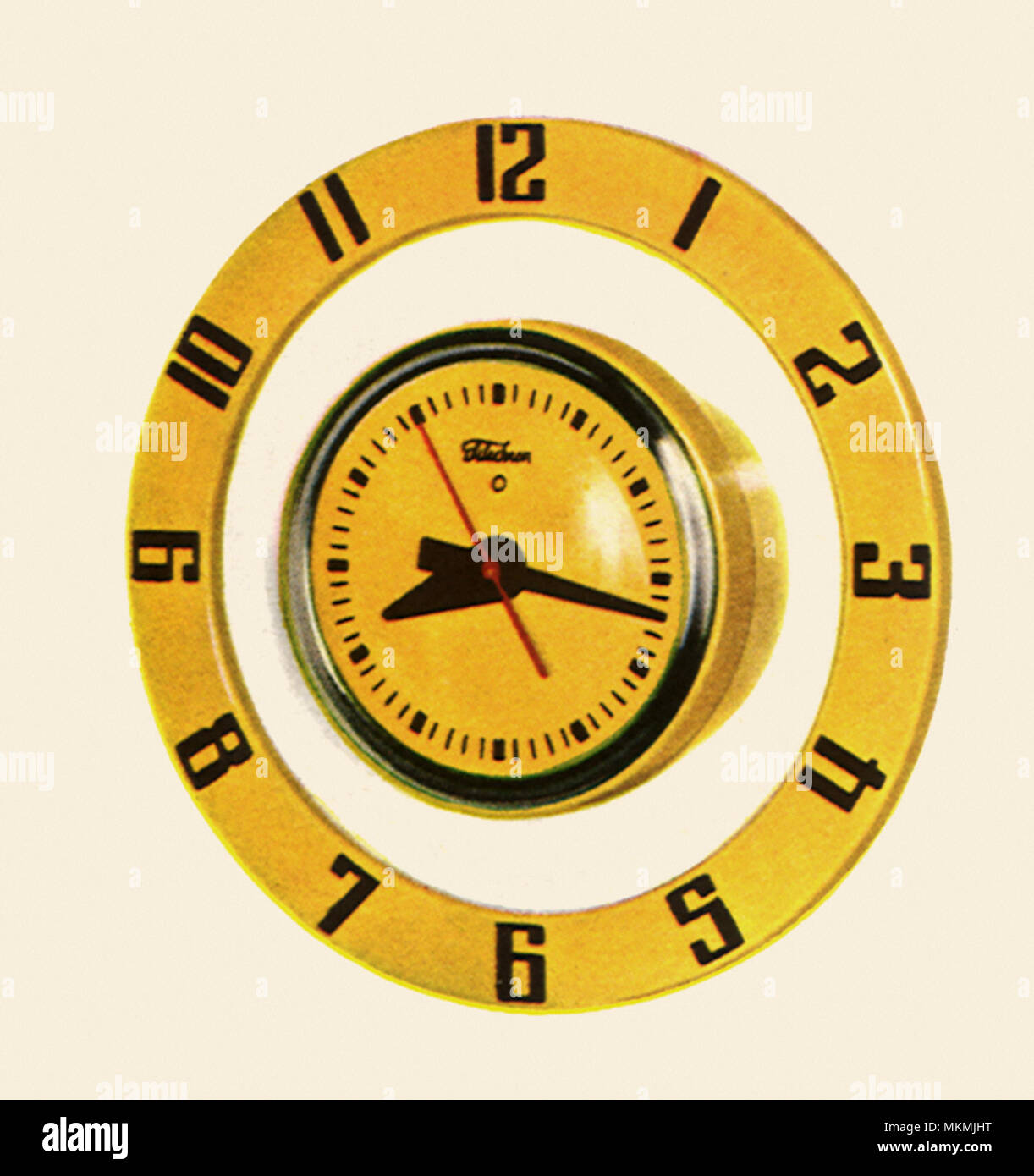 Round Yellow Wall Clock Stock Photo - Alamy