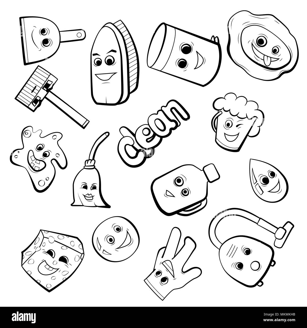 Cute cartoon items for cleaning Stock Vector Image & Art - Alamy