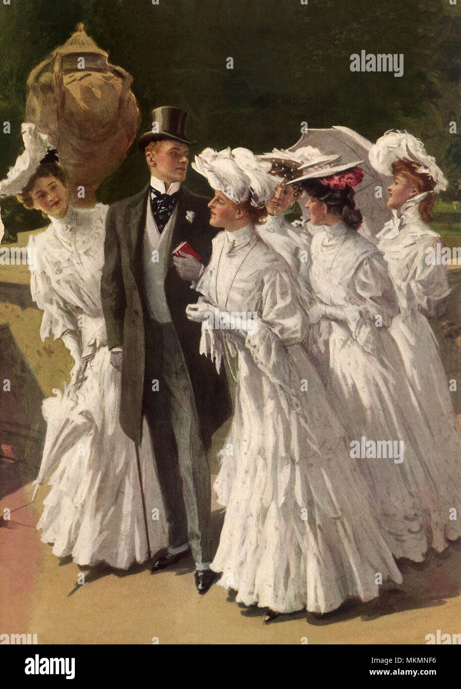 Man with a Bevy of Women Stock Photo - Alamy