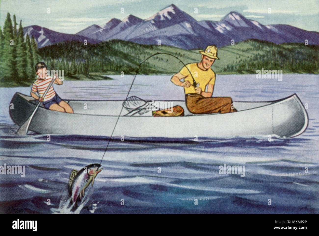 Fishing From Canoe Stock Photo - Alamy