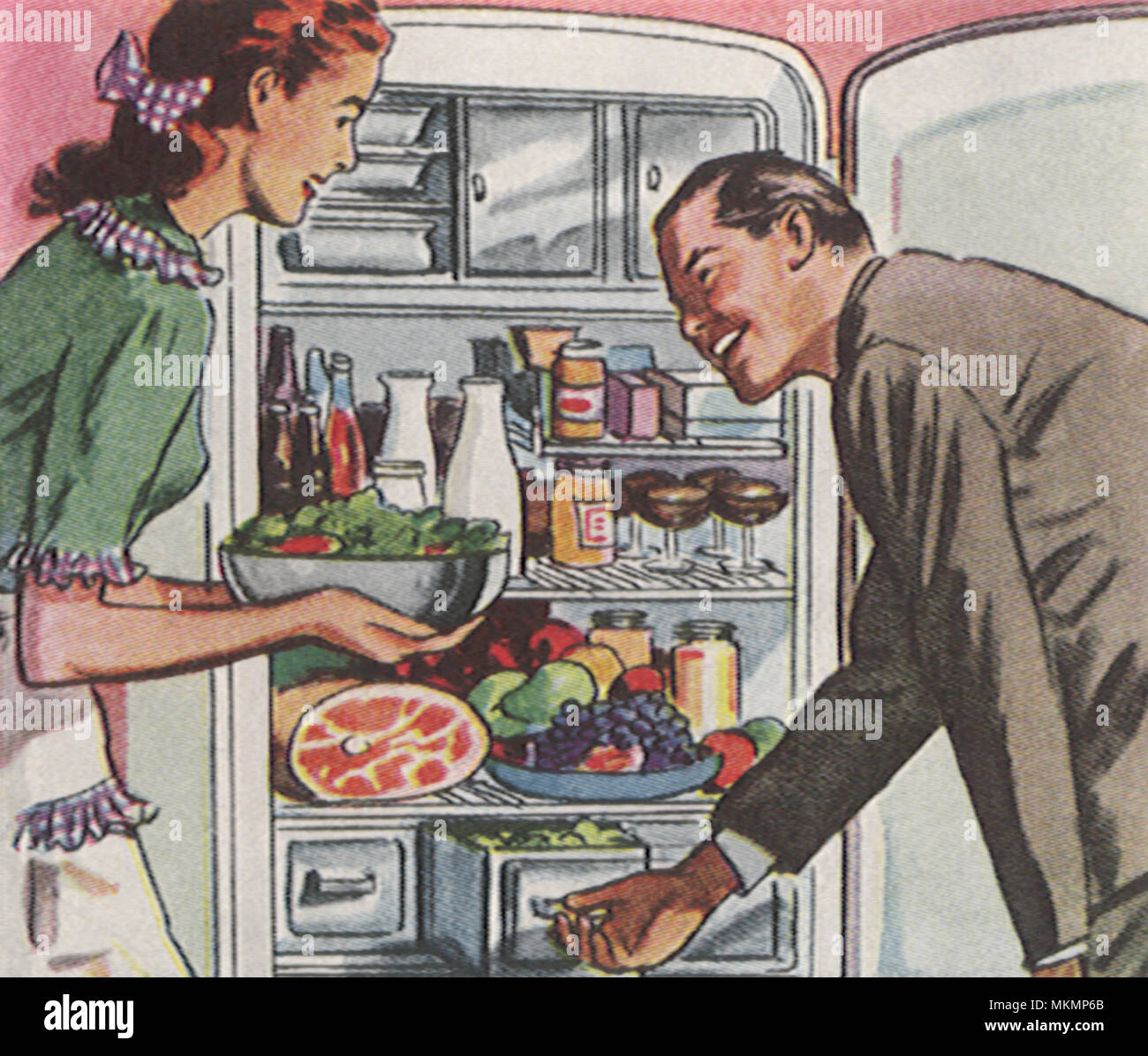 Couple at Refrigerator Stock Photo - Alamy