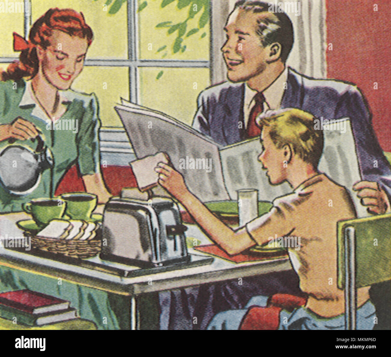 Family Breakfast Scene Stock Photo - Alamy