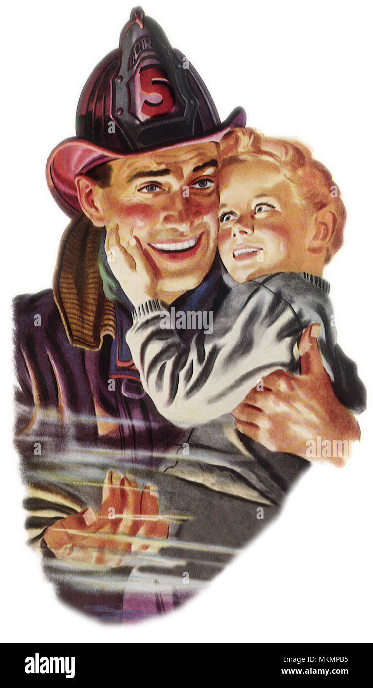 Fireman Saves Boy Stock Photo - Alamy