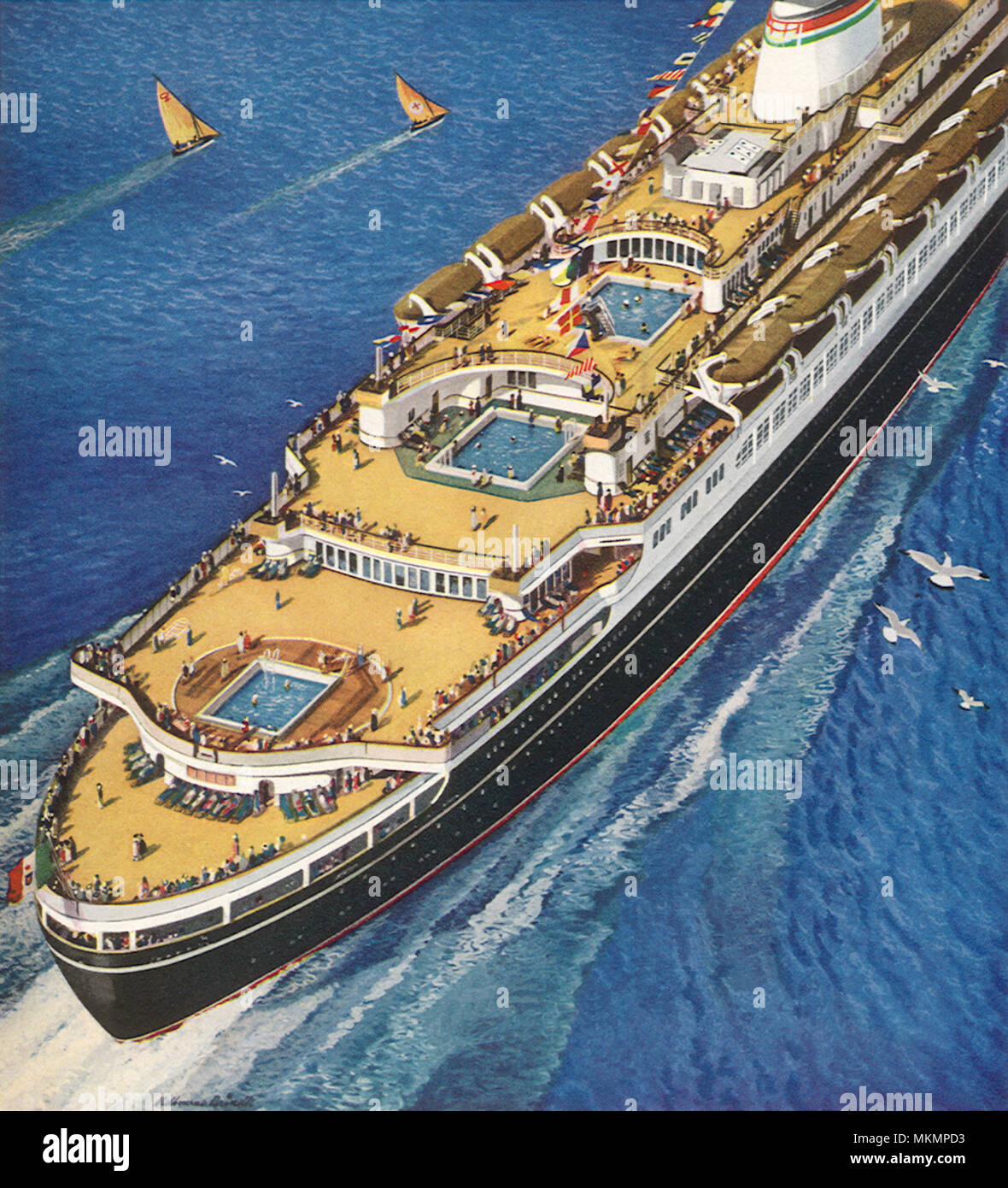 Illustration ocean view ship hi-res stock photography and images - Alamy
