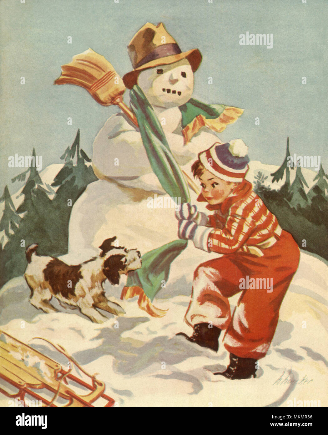 Snowman vs. Dog Stock Photo - Alamy