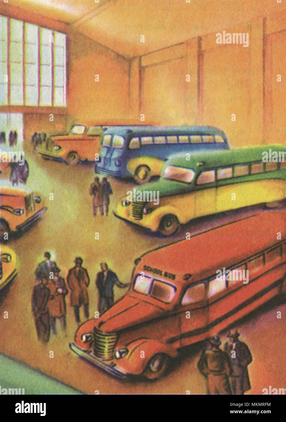 Buses in a Showroom Stock Photo - Alamy