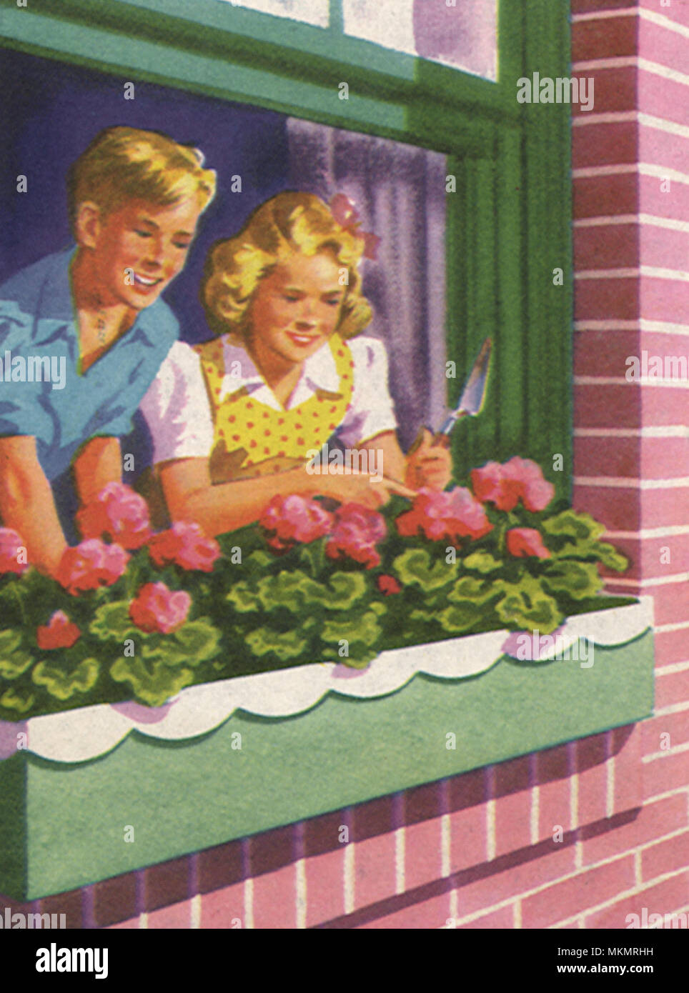 Kids Tend Window-Box Stock Photo - Alamy