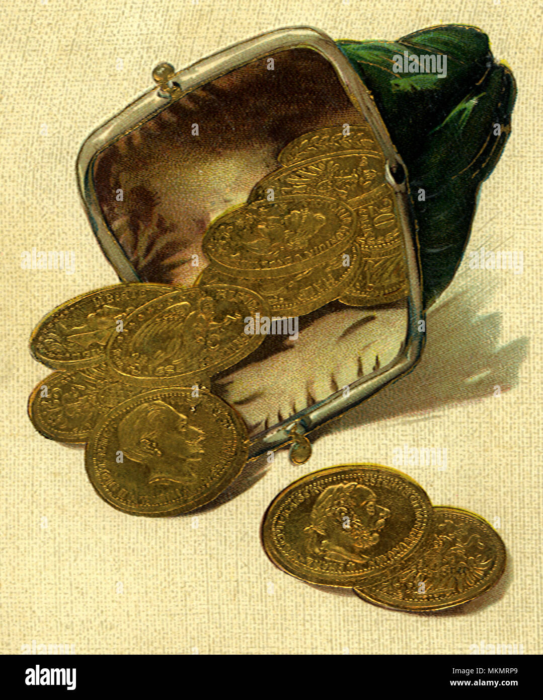 Purse Spills Gold Coins Stock Photo - Alamy