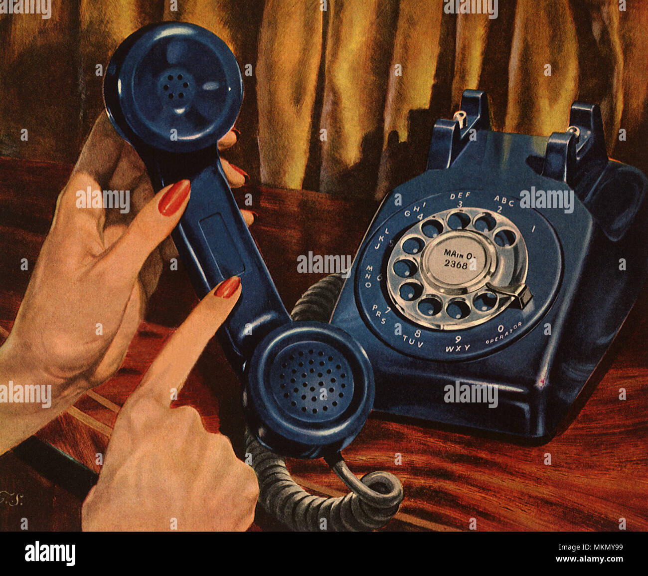 Blue Rotary Phone Stock Photo - Alamy