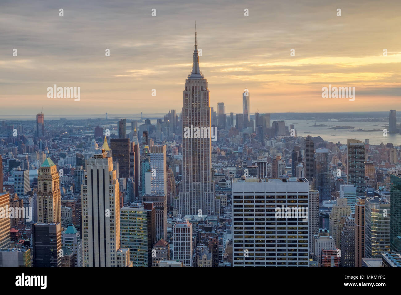 View on New york city, the famous towers Stock Photo - Alamy