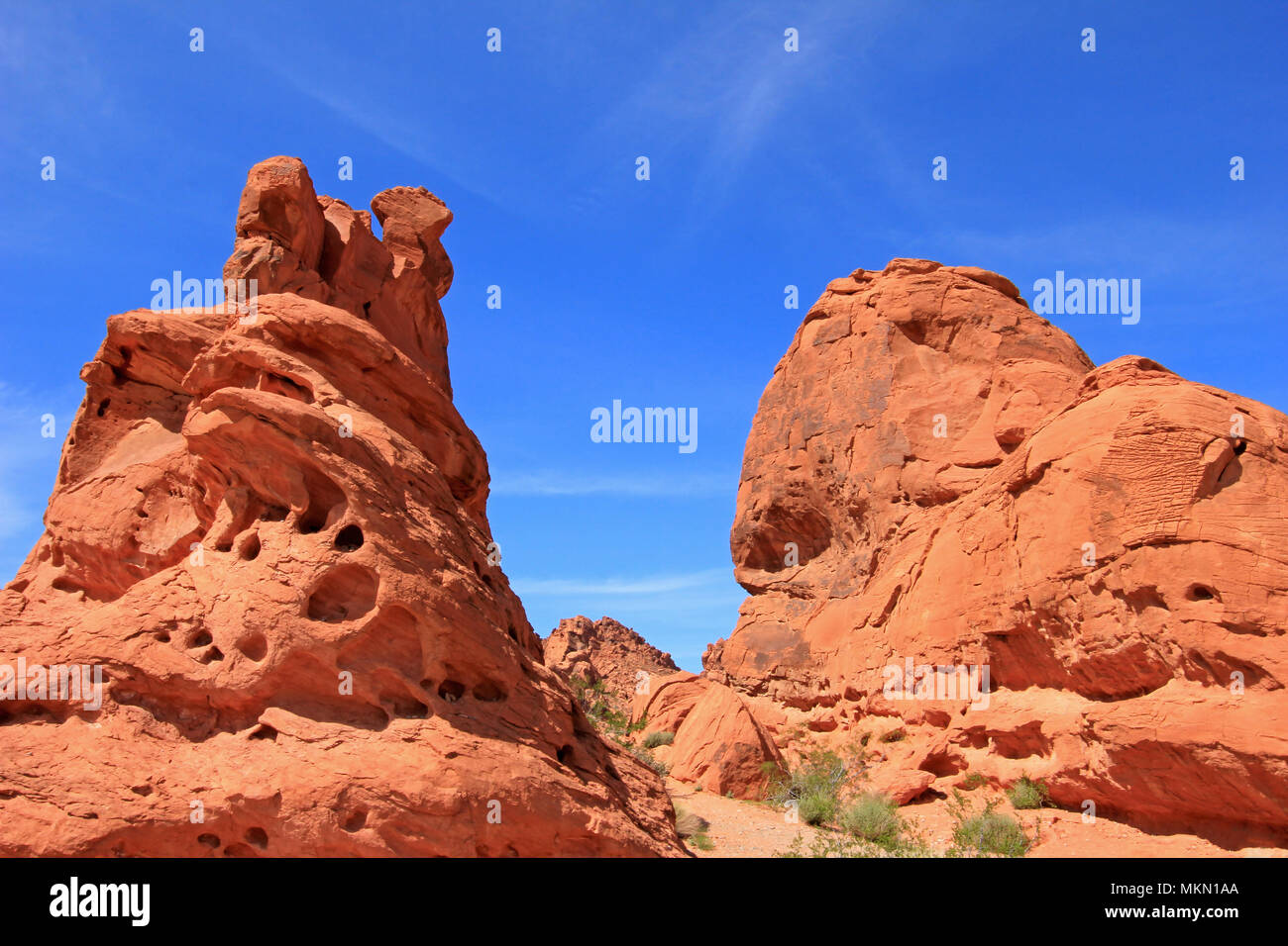Rocks named Seven Sisters, Valley of Fire State Park, USA Stock Photo ...