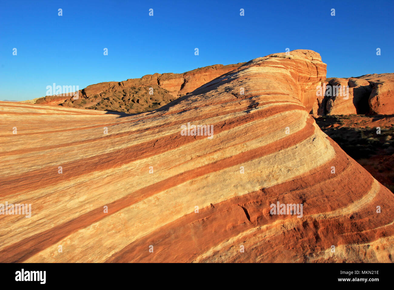 Amazing colors and shape of the Fire Wave at sunset, Valley of Fire ...