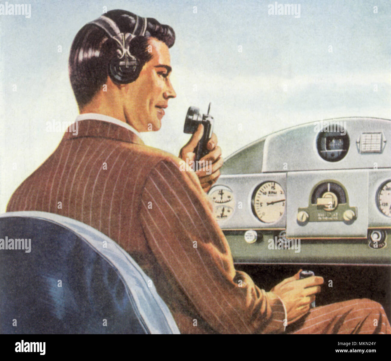 Pilot Talks To Tower Stock Photo - Alamy