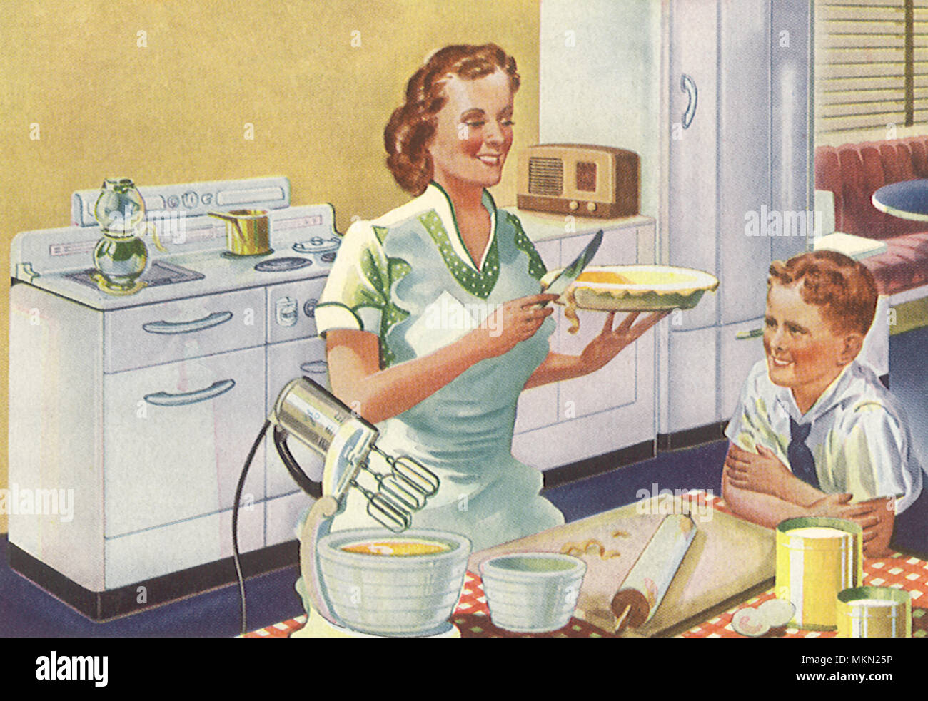 Watching Mom Bake Pie Stock Photo - Alamy