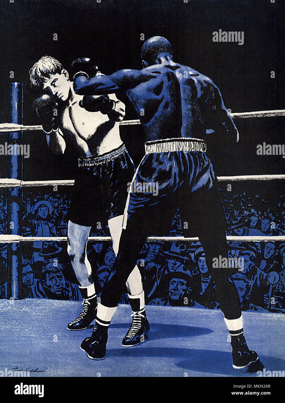 Fighters Box in Ring Stock Photo - Alamy