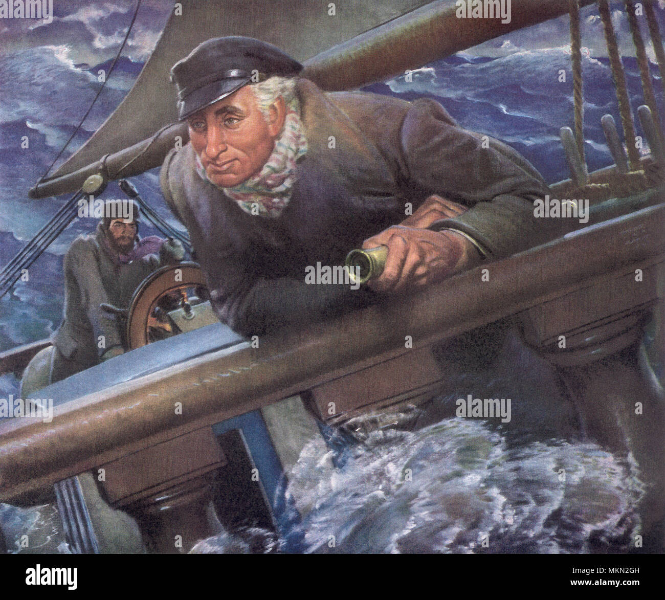 Old Sea Captain In Storm