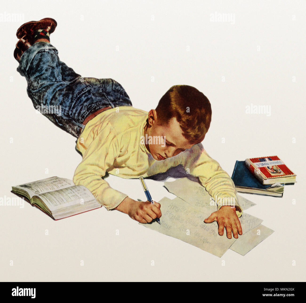 Boy Does Math Homework Stock Photo - Alamy