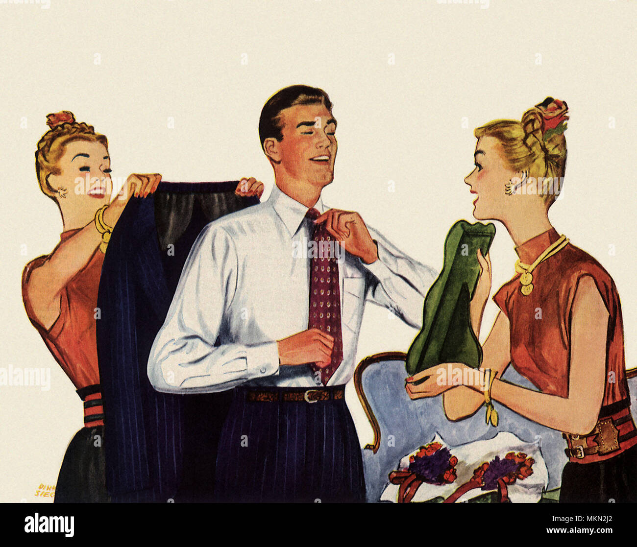 Helping to dress hi-res stock photography and images - Alamy