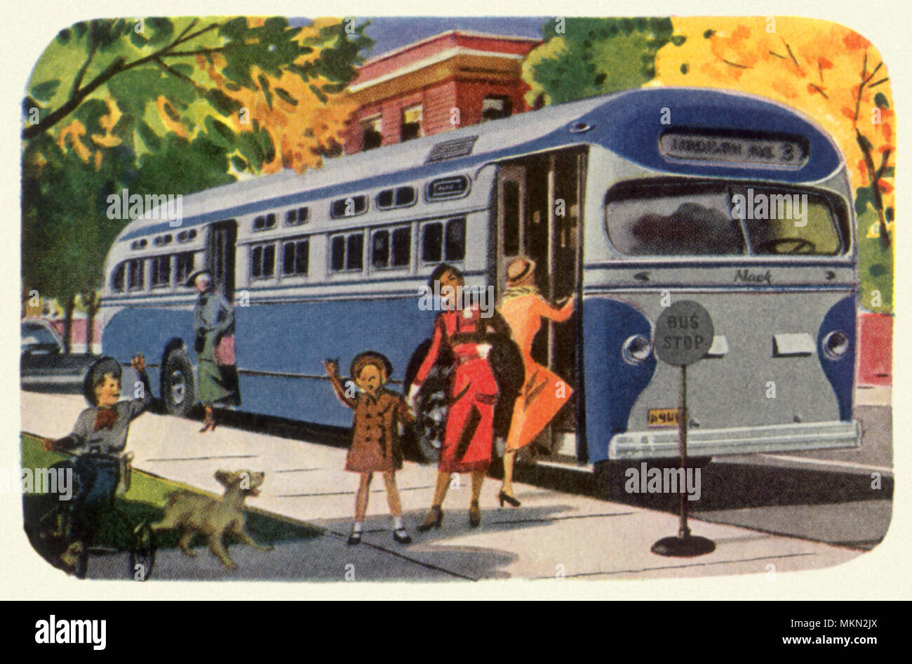 Goodbye at the Bus Stop Stock Photo - Alamy