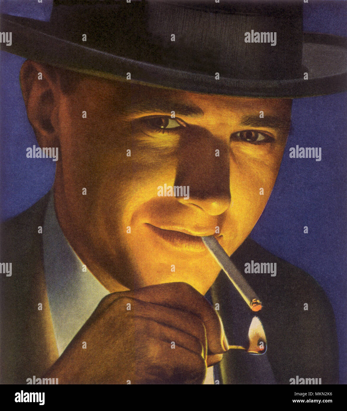 Man Lighting Cigarette Stock Photo - Alamy