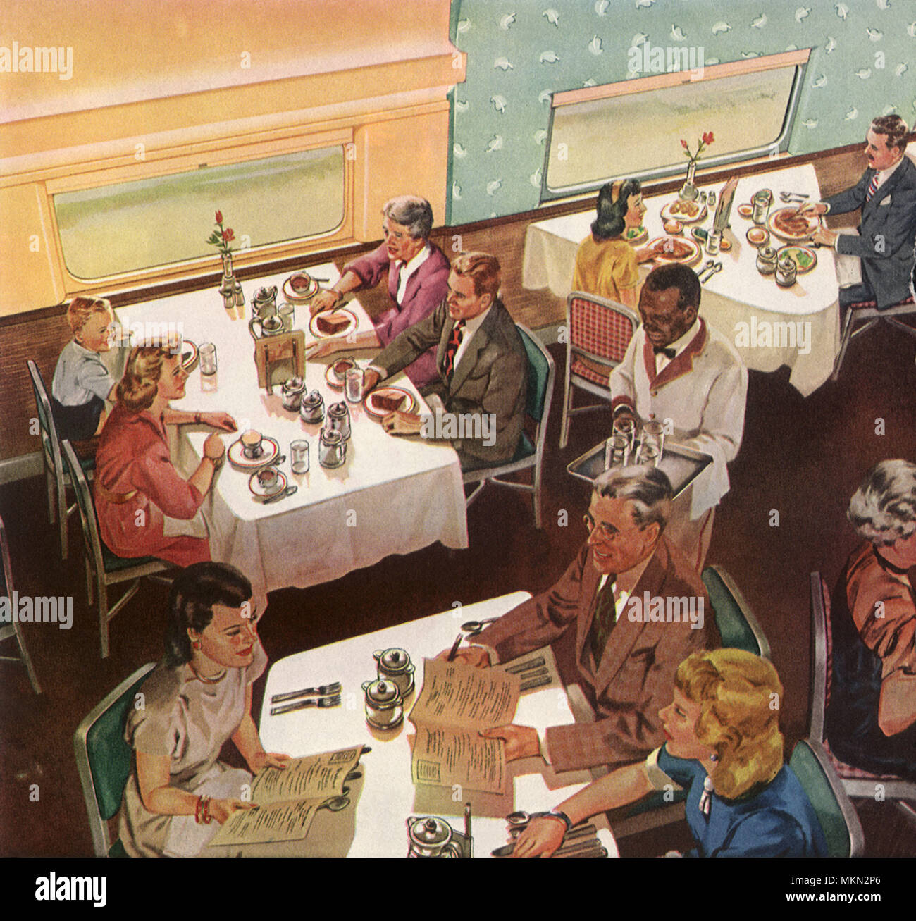 Meal in Dining Car Stock Photo - Alamy