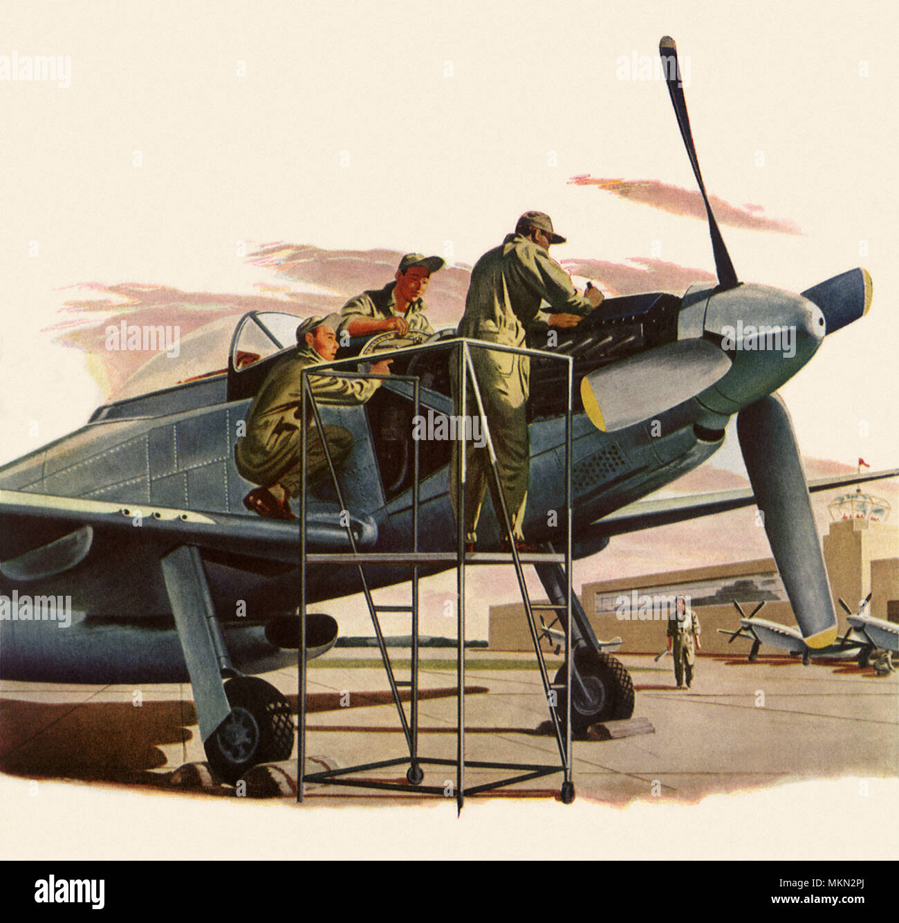 Mechanics Work on Plane Stock Photo - Alamy