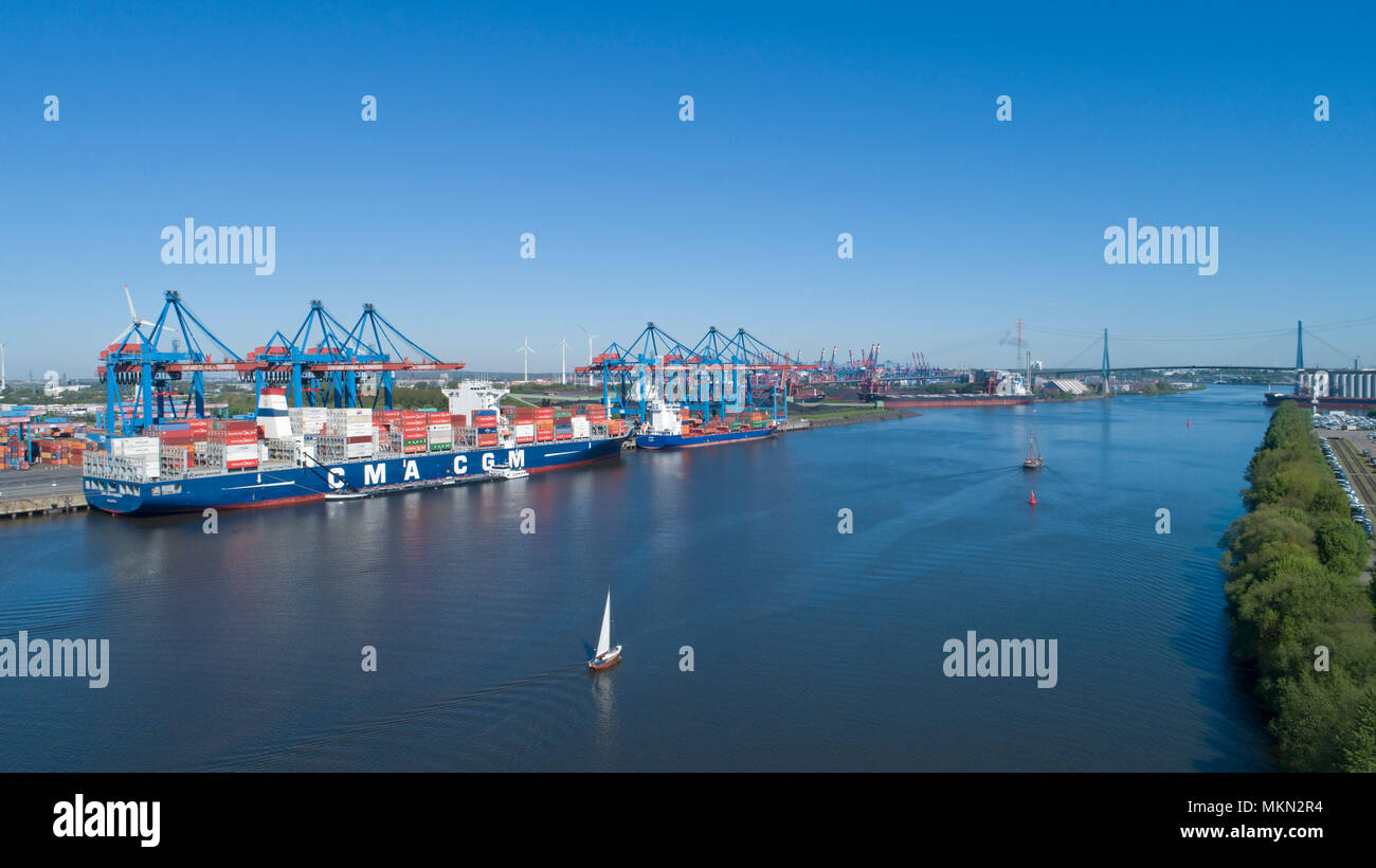 Container Terminal Altenwerder, harbour, Hamburg, Germany Stock Photo ...