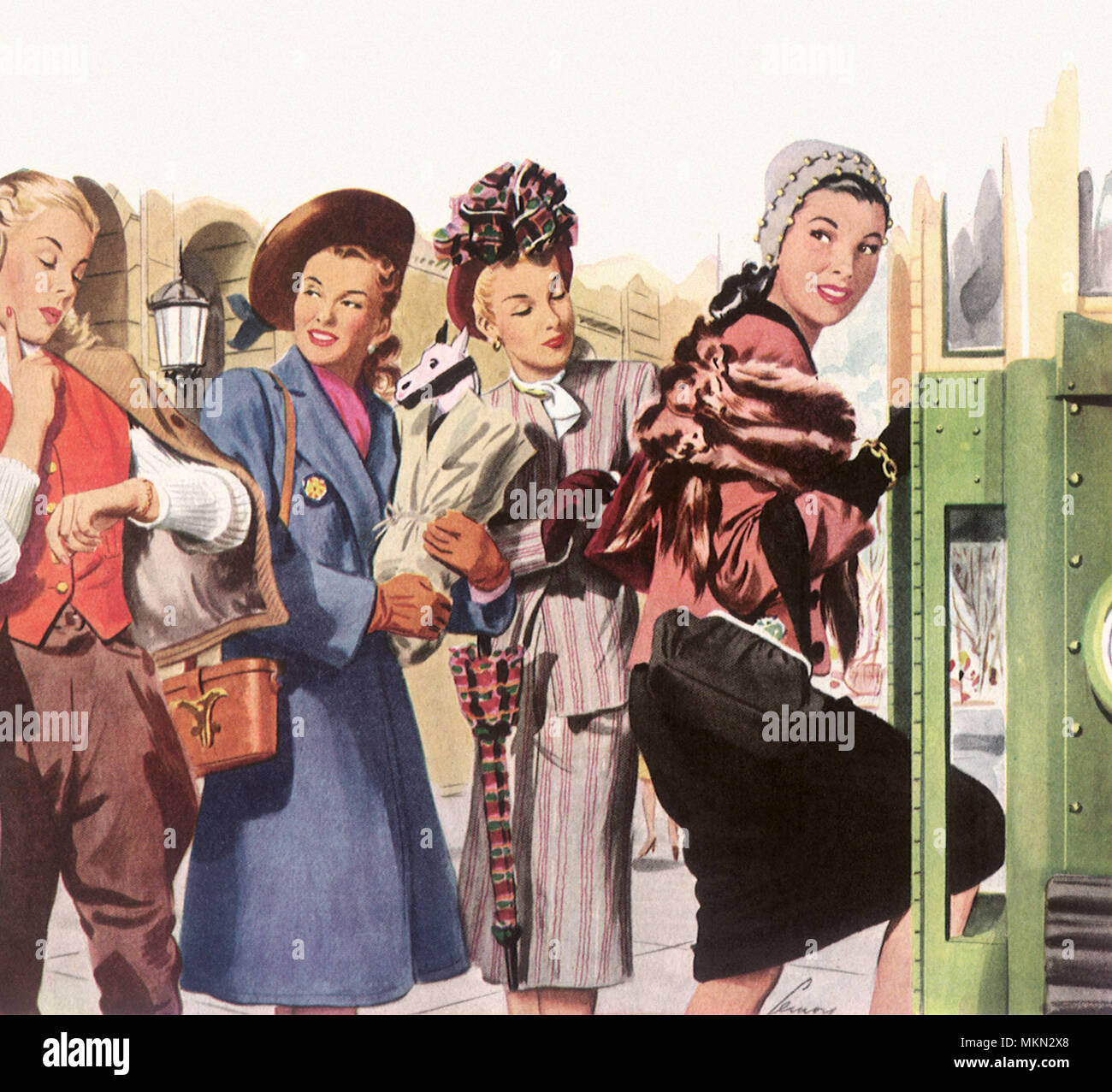 Women Boarding Bus Stock Photo - Alamy