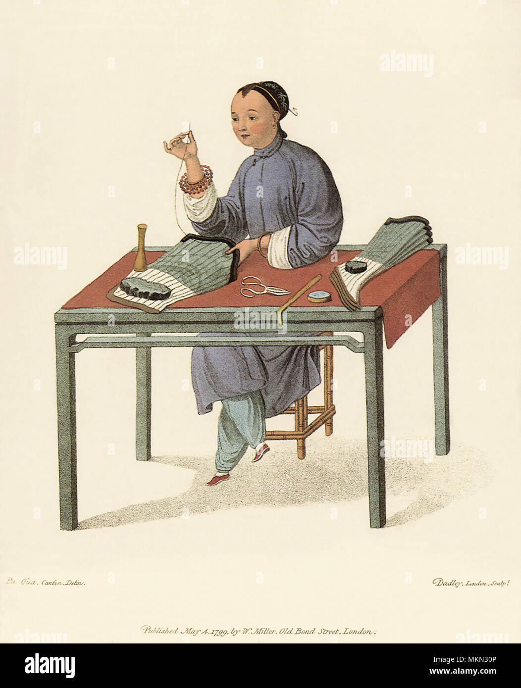 Chinese Woman Sewing Stock Photo - Alamy