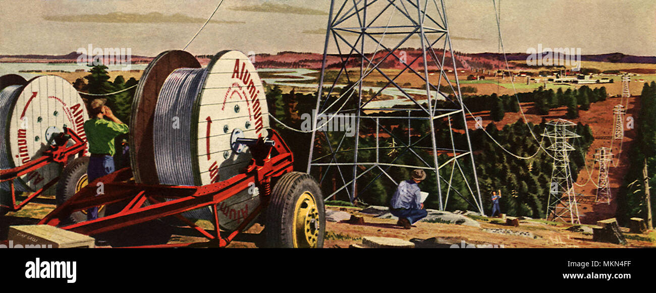 Stringing Power Lines Stock Photo - Alamy