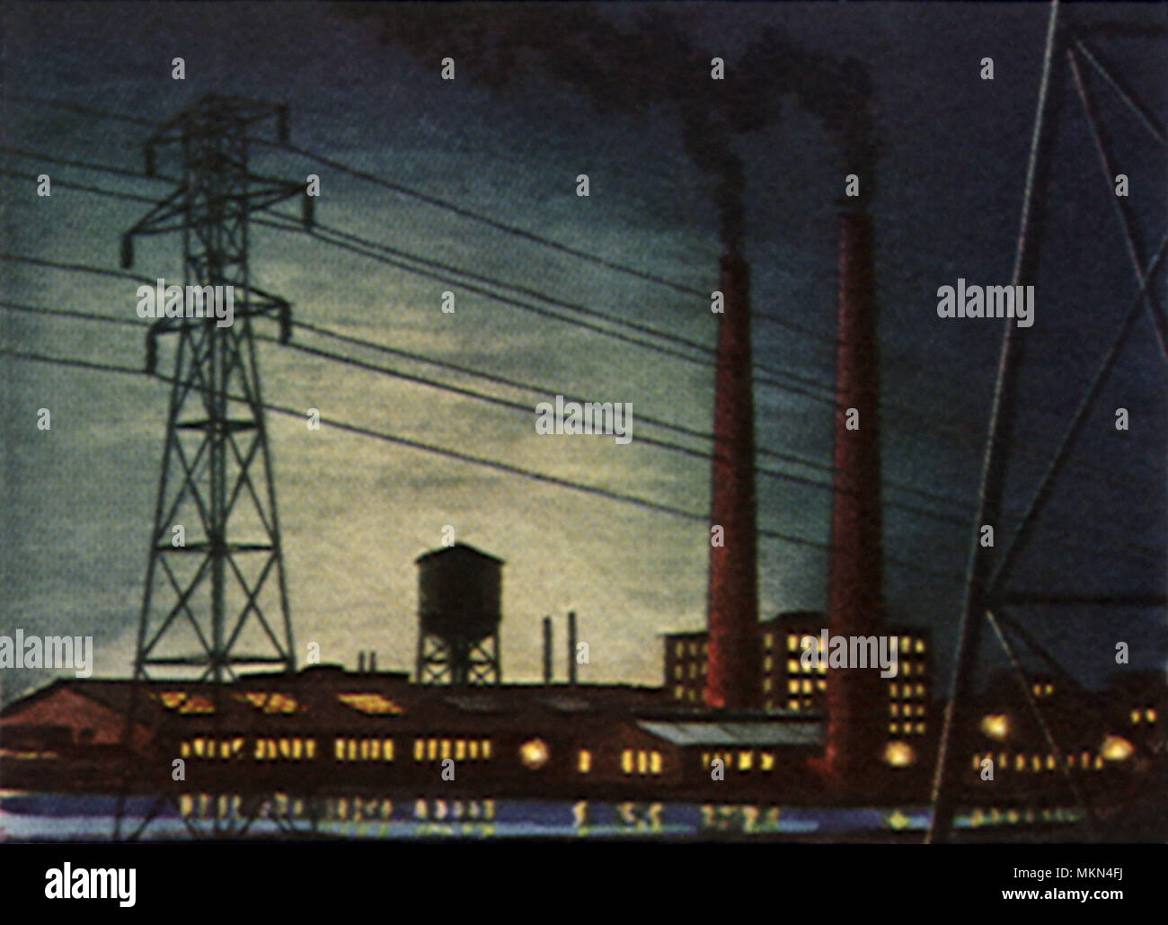 Factory at Night Stock Photo - Alamy