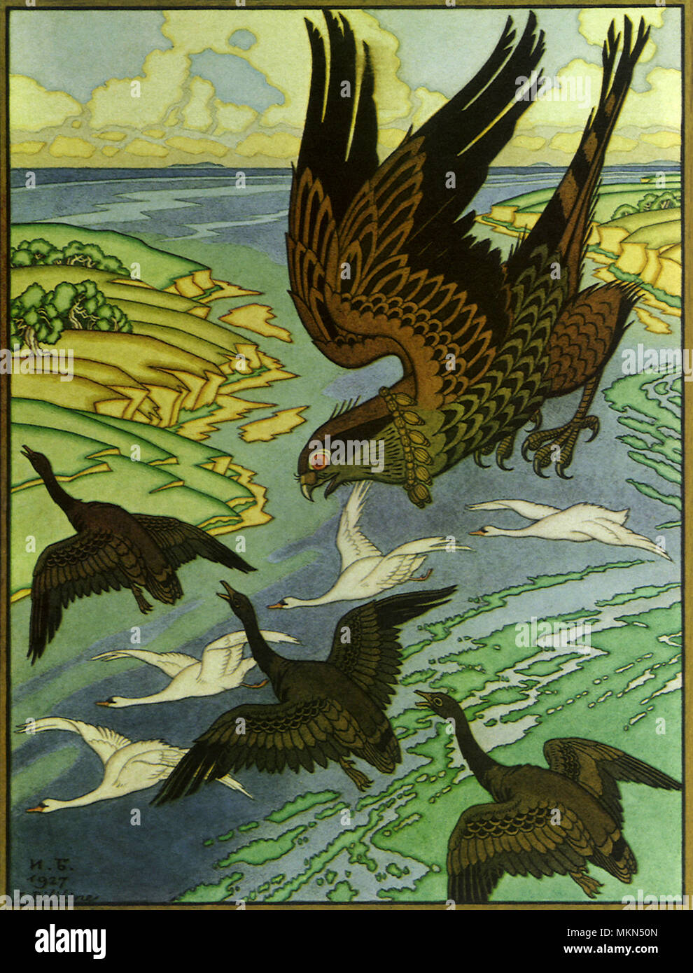 Falcon and Geese Stock Photo - Alamy