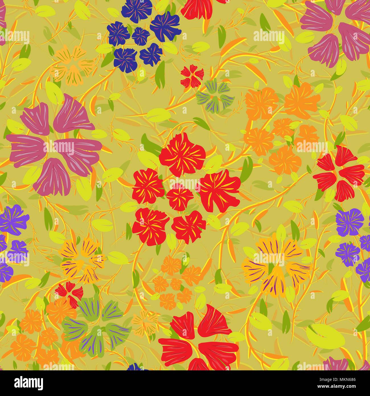 Seamless repeating floral pattern Stock Vector Image & Art - Alamy