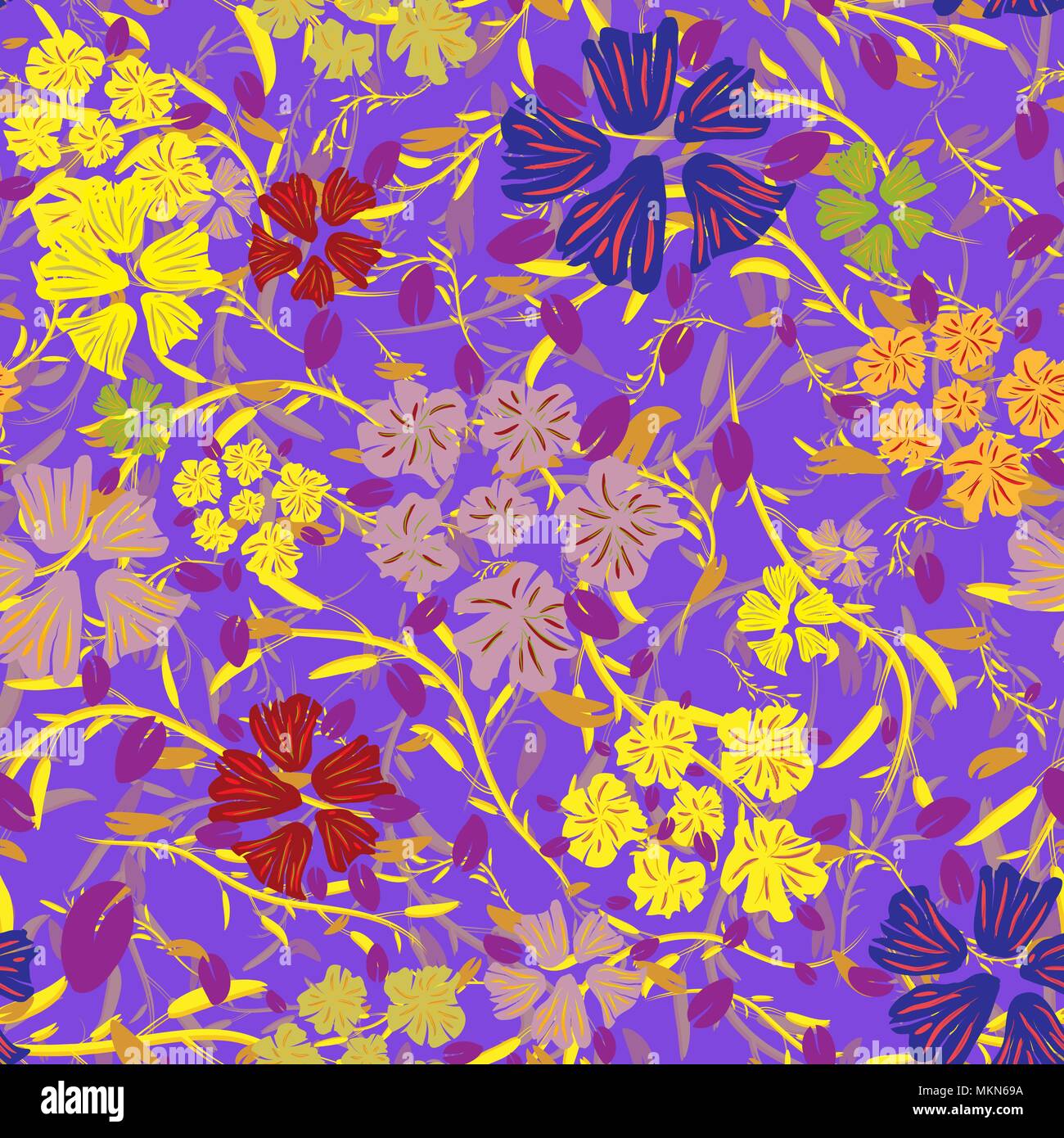 Wildflowers repeating pattern Stock Vector Images - Alamy