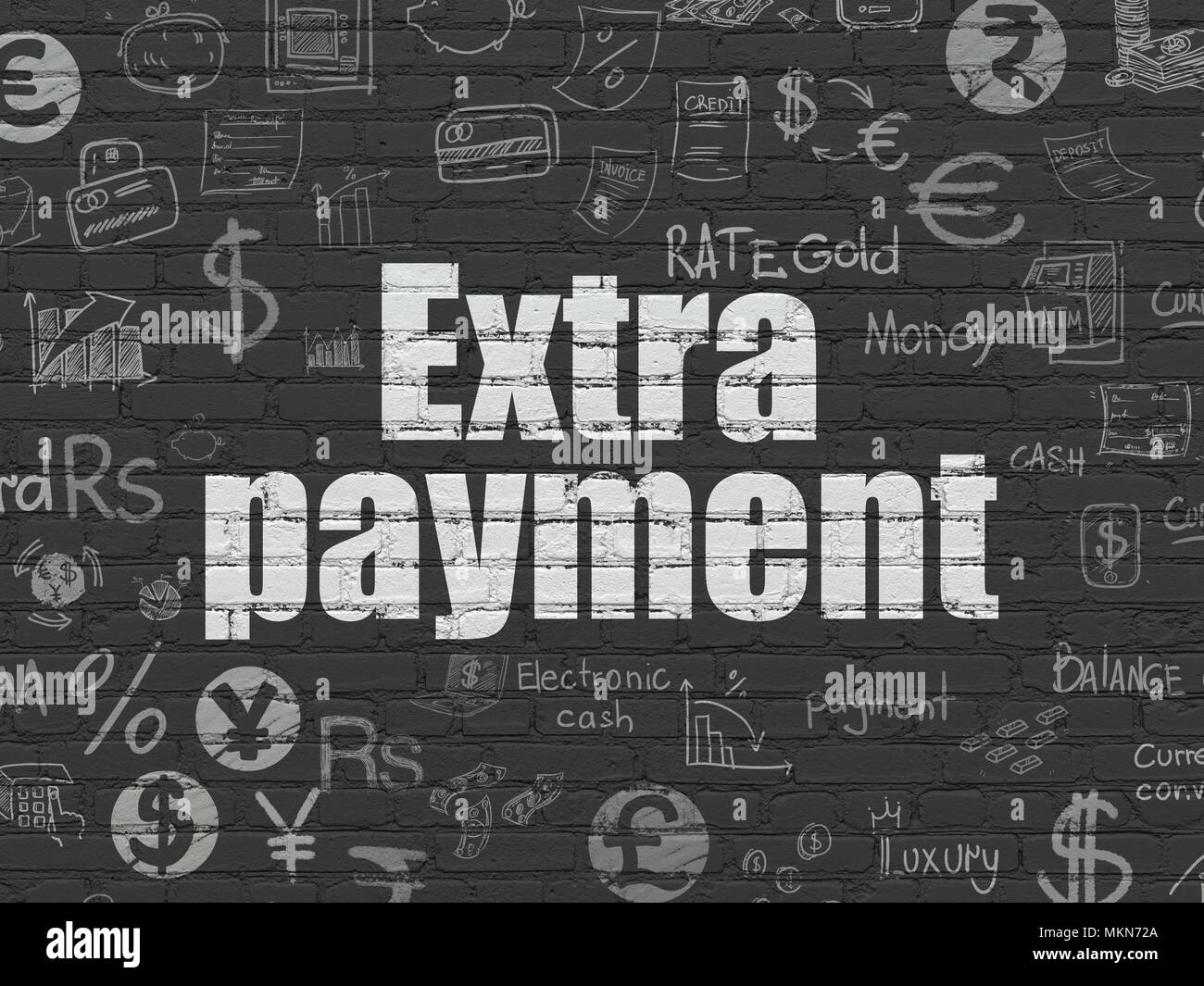 Money concept: Painted white text Extra Payment on Black Brick wall ...