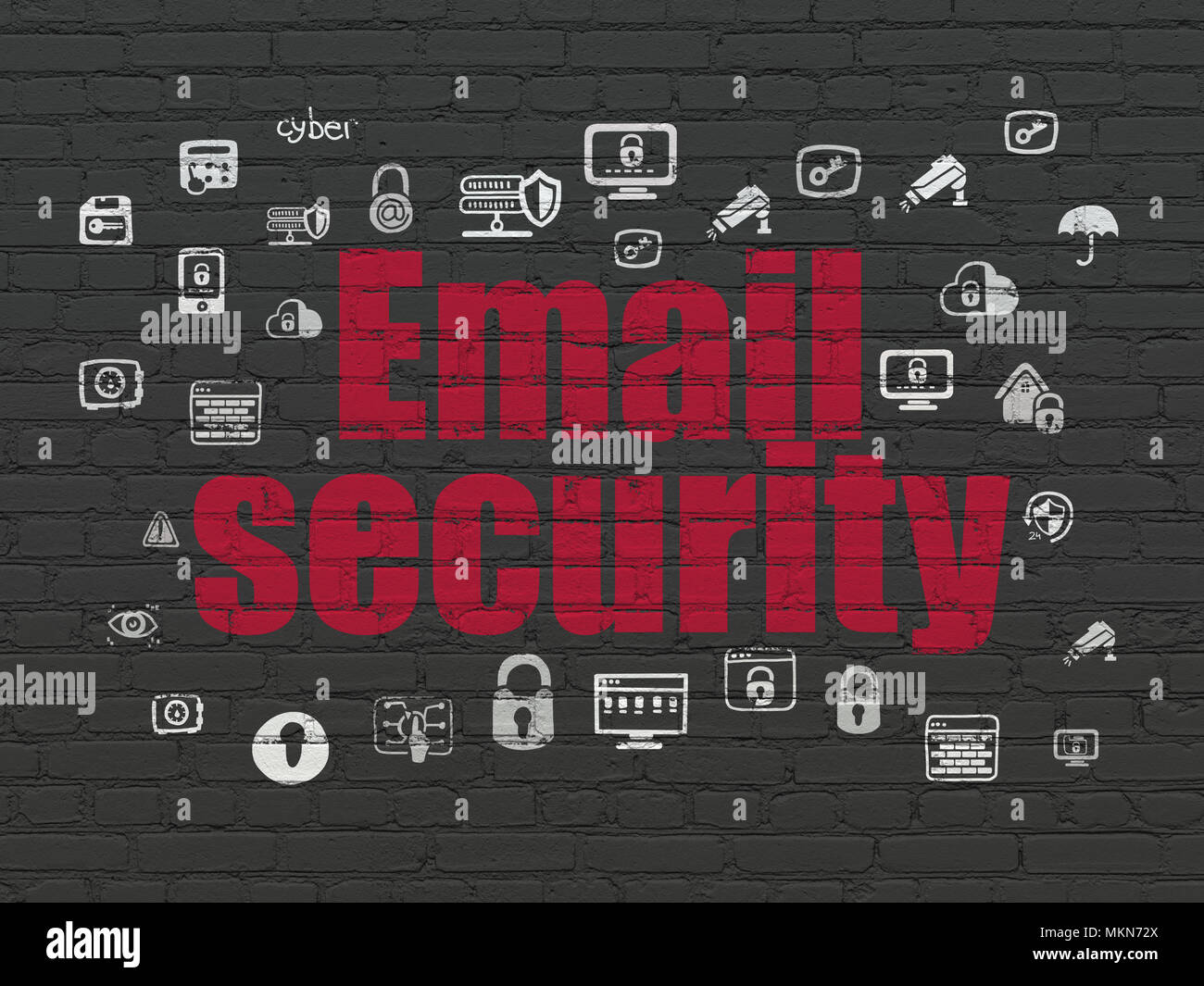 Safety concept: Painted red text Email Security on Black Brick wall ...