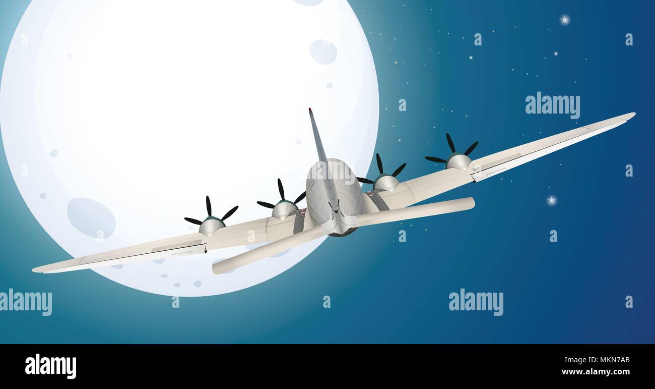 Airplane Flying over the Moon illustration Stock Vector Image & Art - Alamy