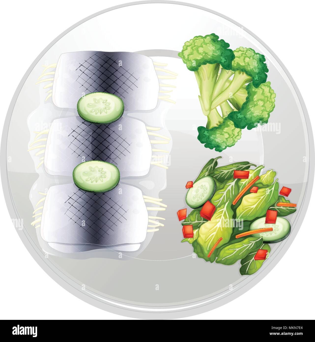 Vegetable salad fish Stock Vector Images - Alamy