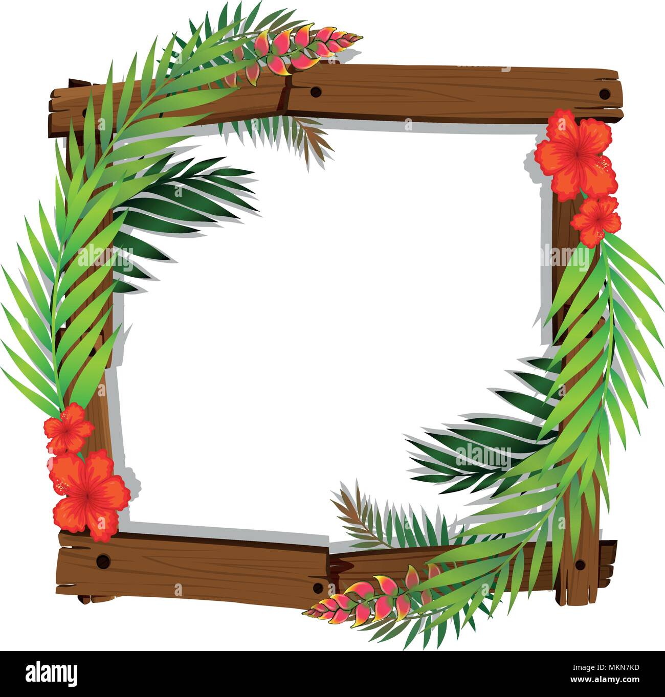 Beautiful Red Hibiscus and Leaf Frame illustration Stock Vector Image ...