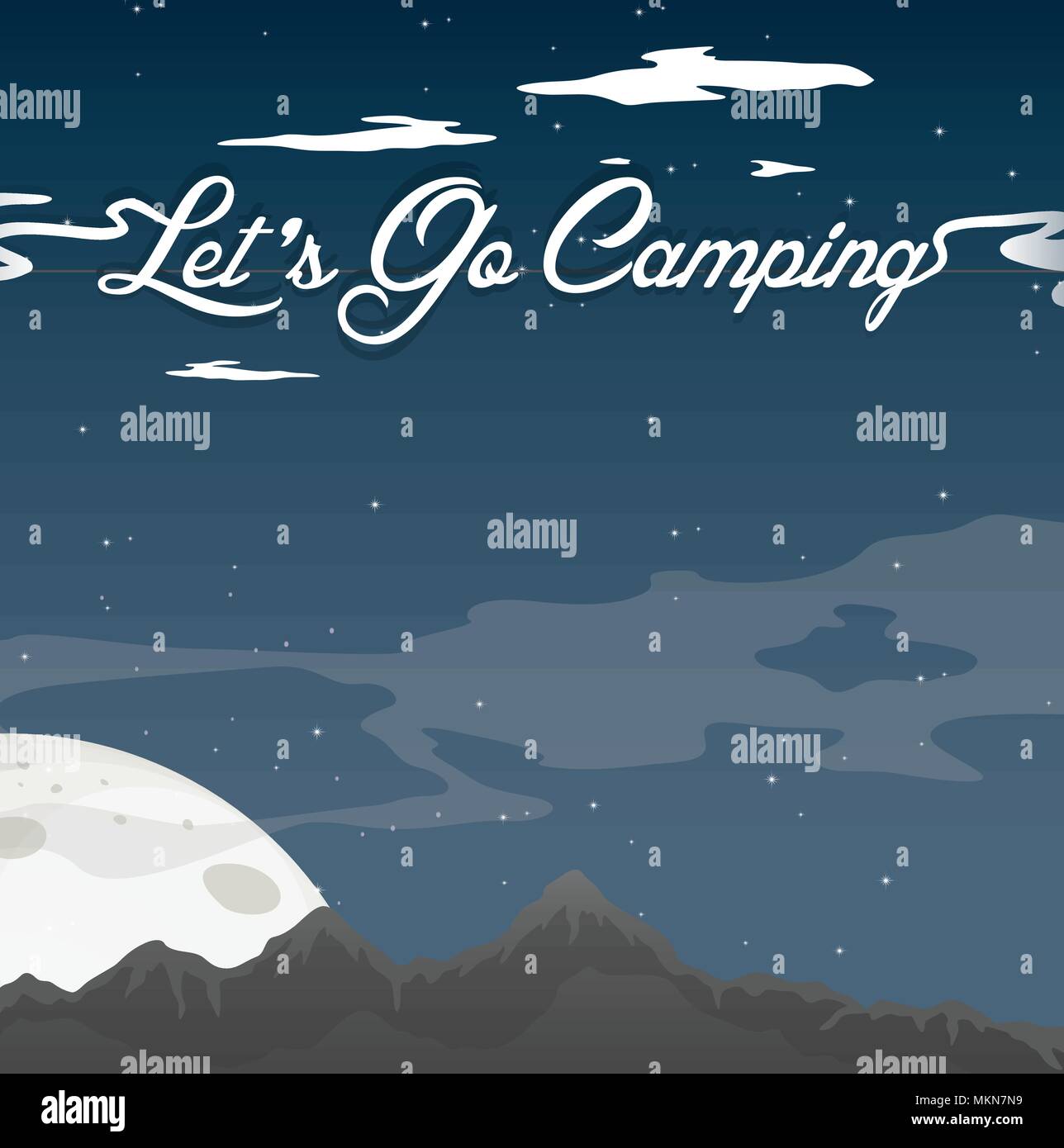 Camping At Night Clear Blue Sky illustration Stock Vector Image & Art ...