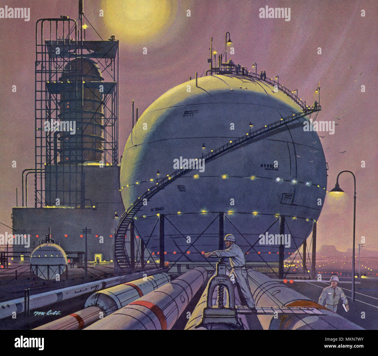 Pipelines and Huge Tank Stock Photo - Alamy