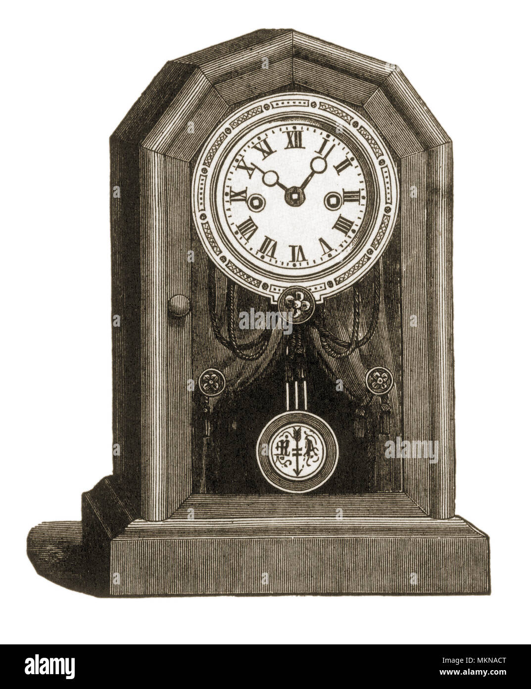 Wooden Table Clock Stock Photo - Alamy