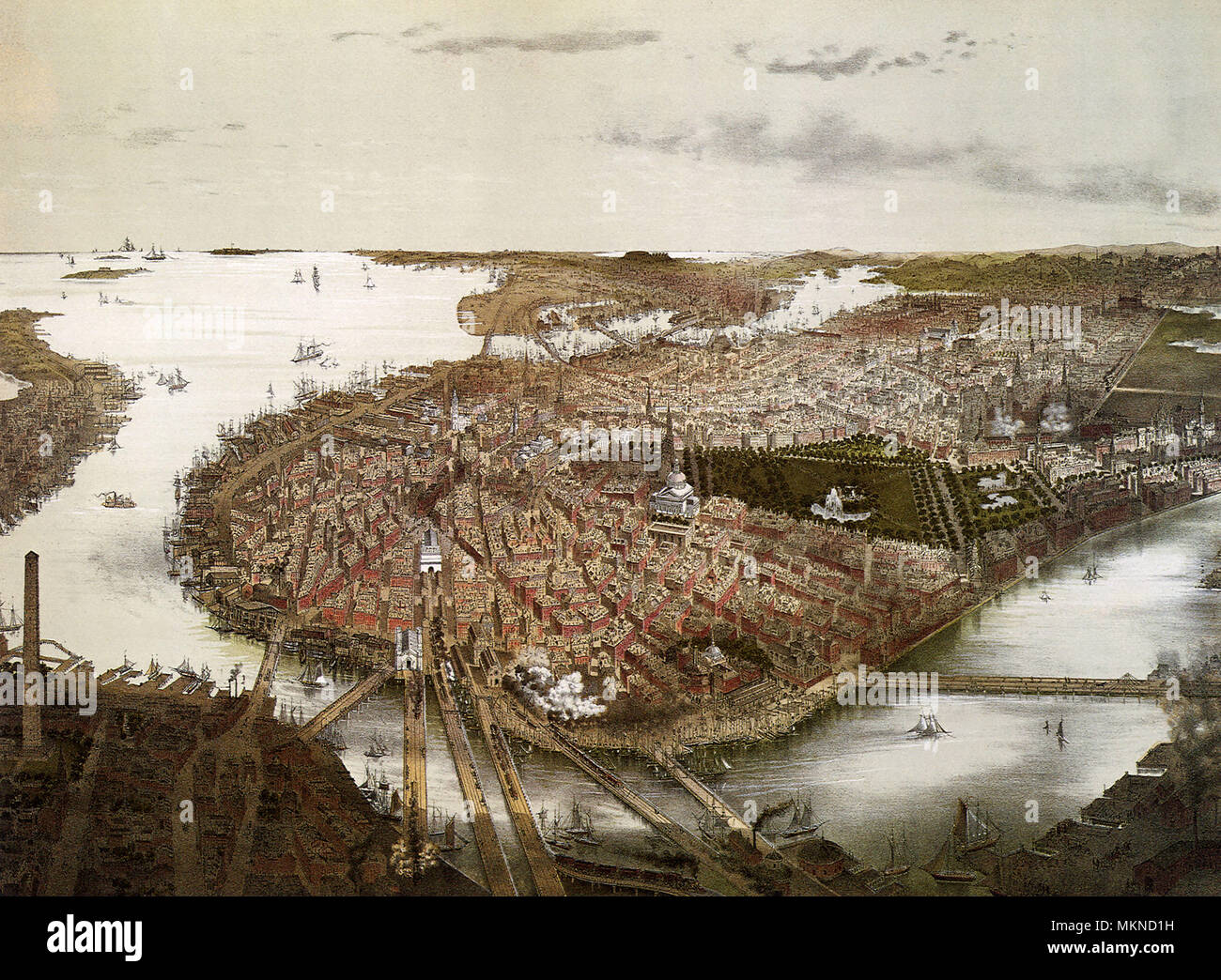 Aerial view boston map hi-res stock photography and images - Alamy