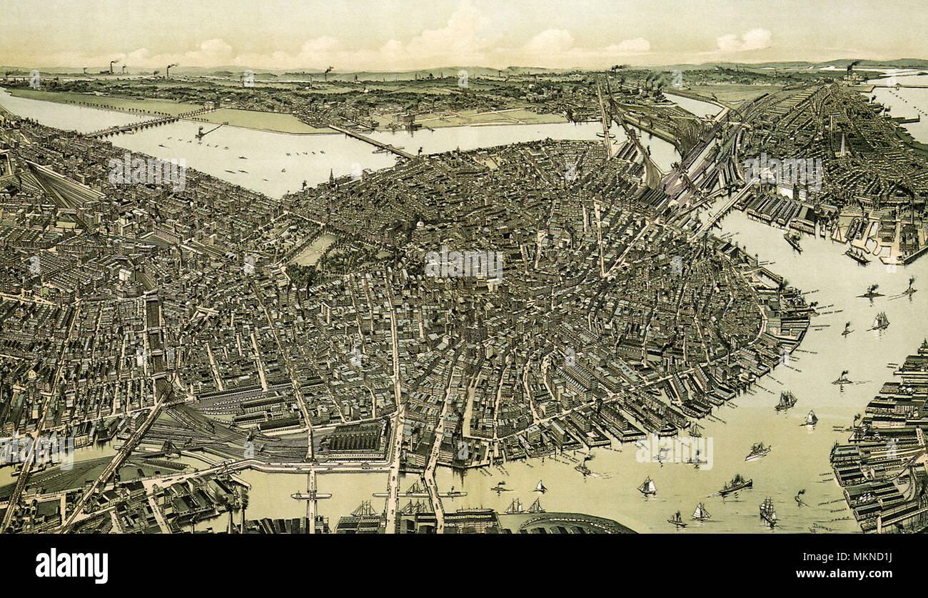 Old map of boston hi-res stock photography and images - Alamy