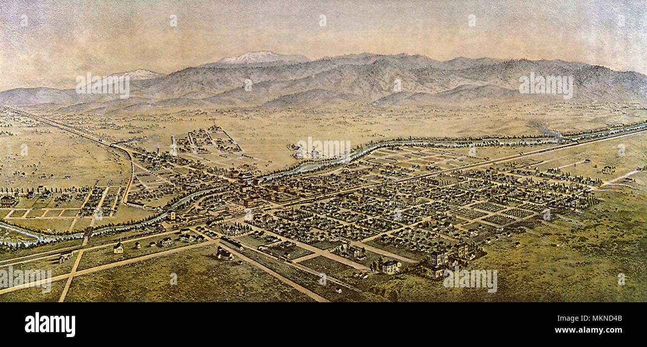 Bird's Eye View of Reno, Nevada 1890 Stock Photo - Alamy
