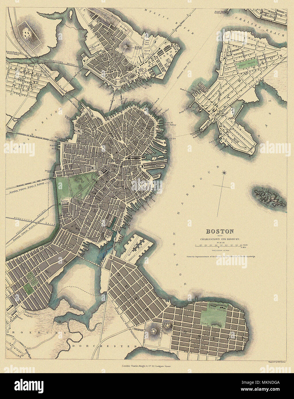 Old map of boston hi-res stock photography and images - Alamy