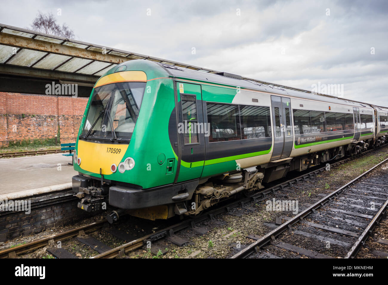 West Midlands Railway train in Shrewsbury station. the company provides ...