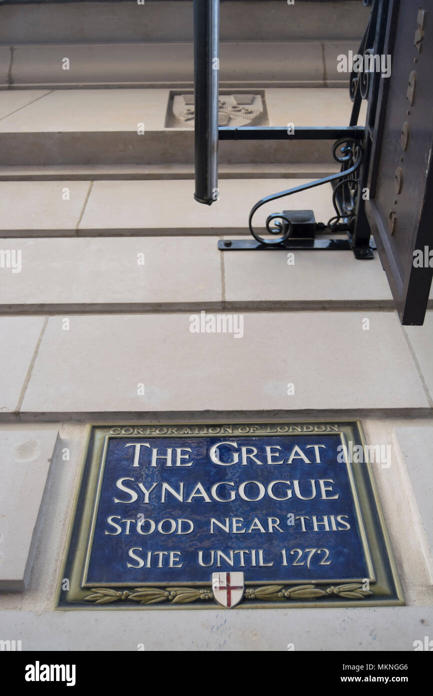 city of london blue plaque marking the site until 1272 of the great ...