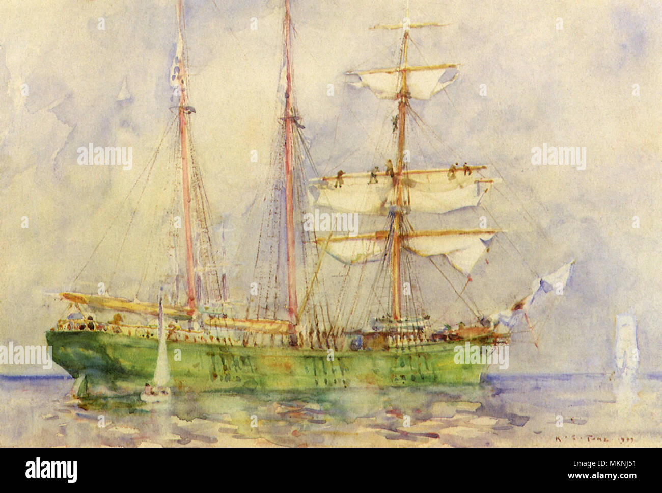 Ship with a Green Hull Stock Photo - Alamy